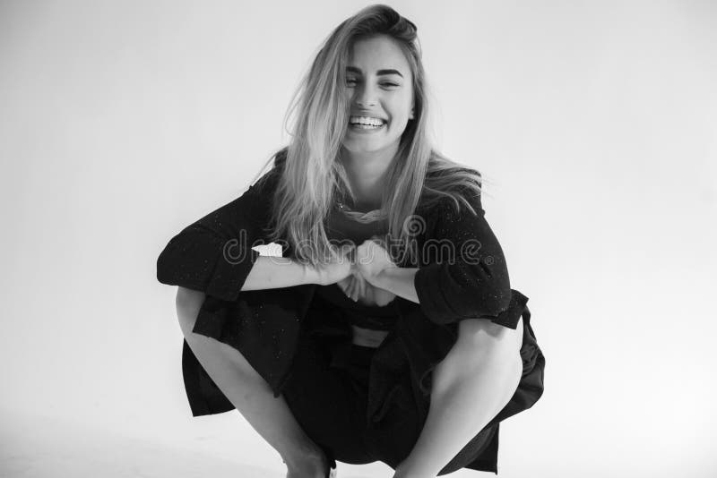 Portrait Young Blond Woman Posing Black Bra Pants Stock Image Image Of Graceful Beauty 146401581