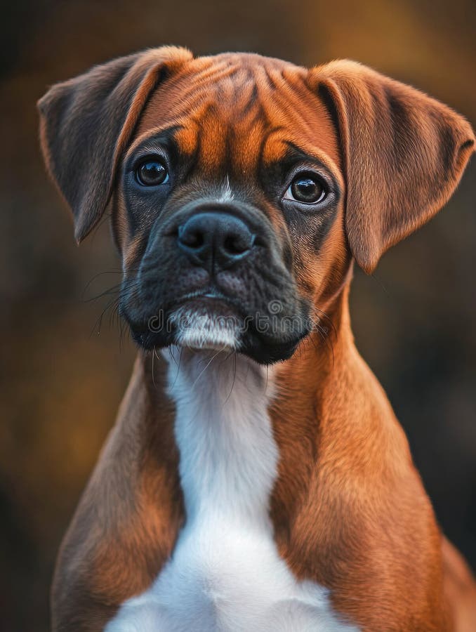 Portrait of a Young Boxer Dog with Brown Coat and Expressive Eyes Stock ...