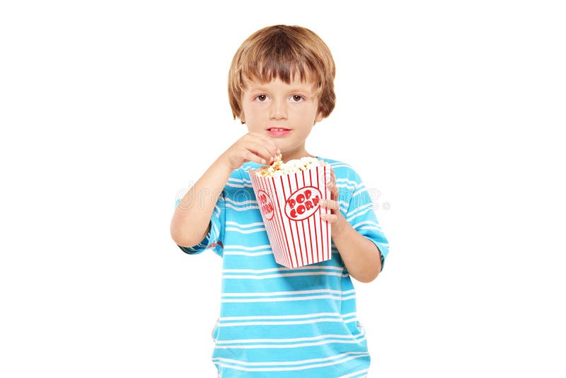 Portrait of a Young Boy Eating Popcorn Stock Photo - Image of nutrition ...