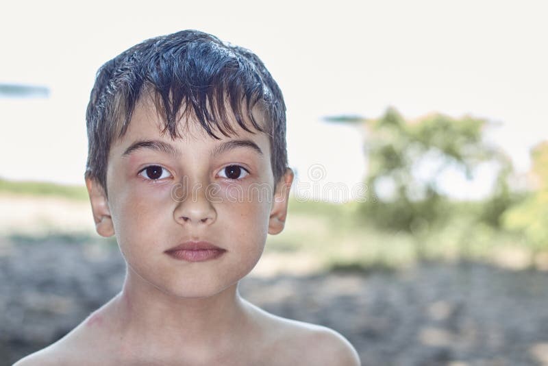 Portrait of Young Boy in Nature, Park or Outdoors Stock Photo - Image ...