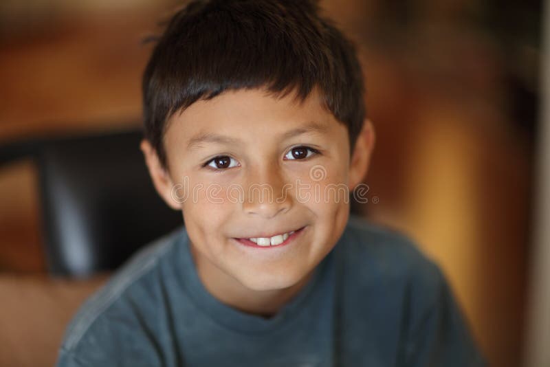 Portrait of Young Boy Smiling Stock Image - Image of happy, engaging ...