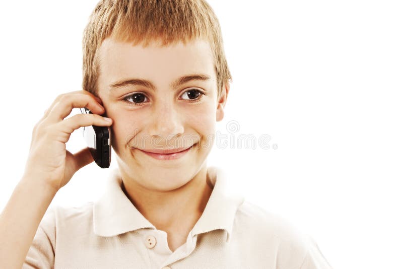 Portrait of a Young Boy Speaking on Cellphone Stock Photo - Image of ...