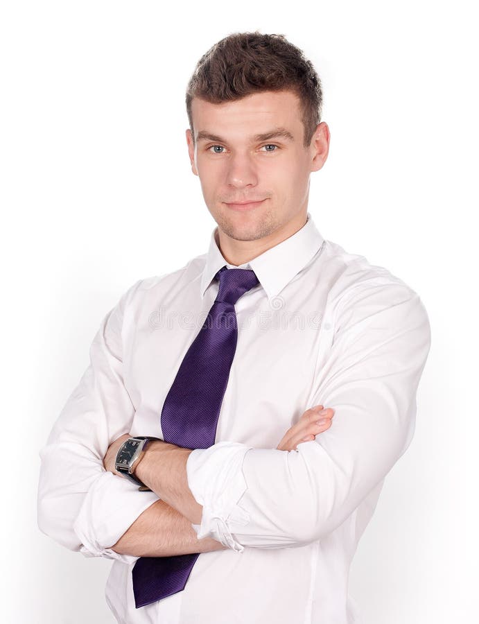 Portrait of a Young Business Man on White Stock Image - Image of career ...