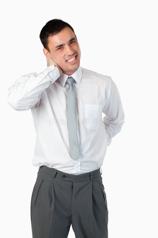 Portrait of a Young Businessman Having a Back Pain Stock Image - Image ...