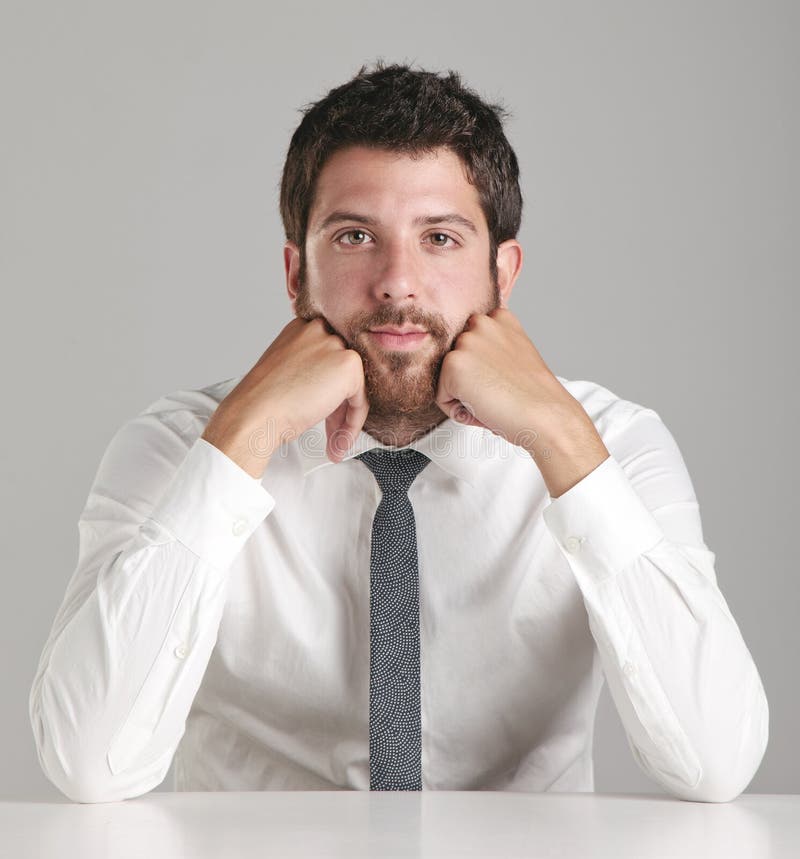 Portrait of a Normal Young Man on a Grey Background Stock Image - Image ...