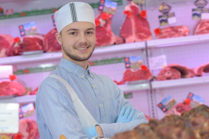 Portrait Young Butcher Apprentice Stock Image - Image of apprentice ...