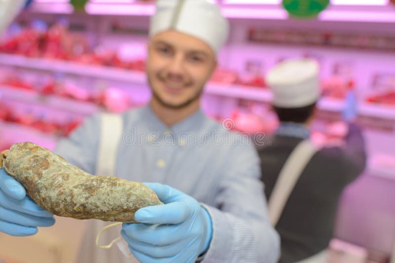 Portrait Young Butcher Apprentice Stock Photo - Image of charcuterie ...
