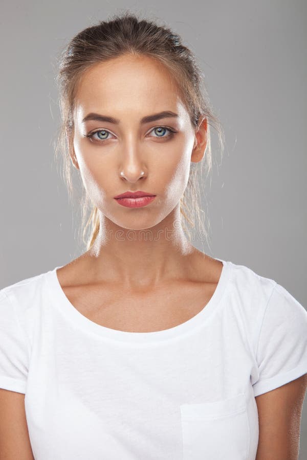 Portrait of a Young Casual Woman Stock Image - Image of background ... Portrait of a Young Casual Woman Stock Image - Image of background ...