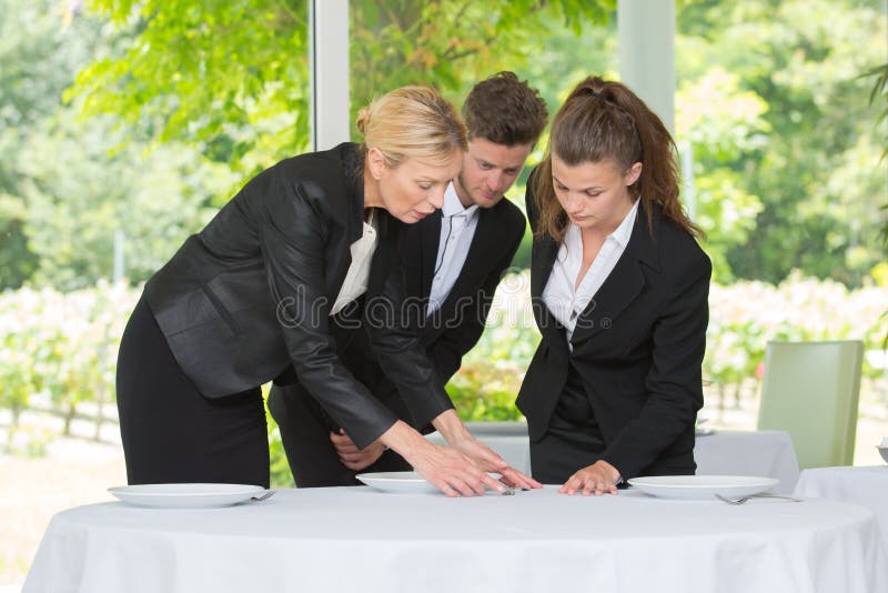 Portrait Young Catering Staffs Stock Image - Image of plate, dinner ...