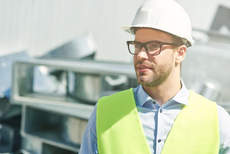 Civil Engineering Portrait Engineer with Double Exposure. Flawless ...