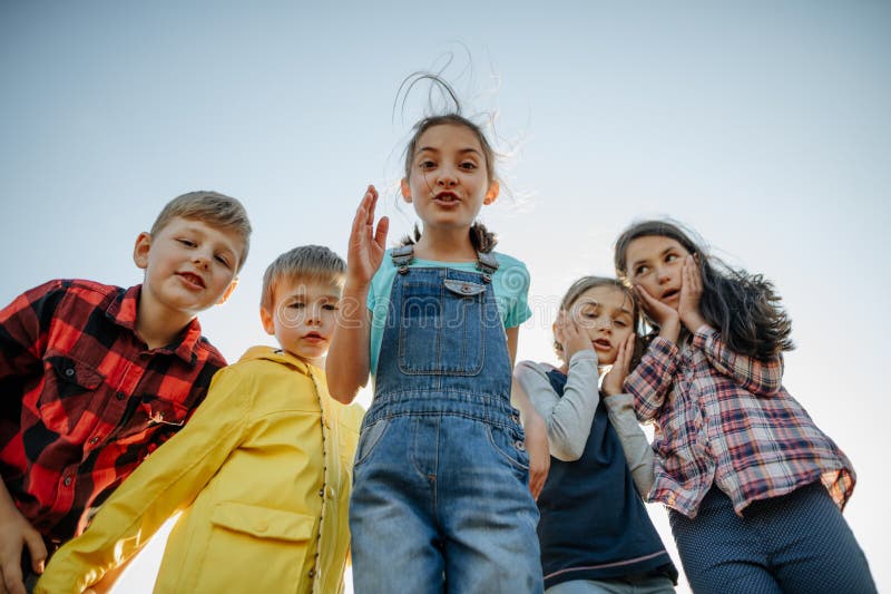 Portrait of Young Classmates, Students during Biology Field Teaching ...