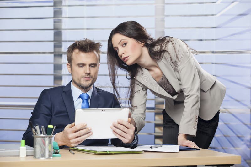 Portrait of a Young Colleagues Working Together Stock Photo - Image of ...