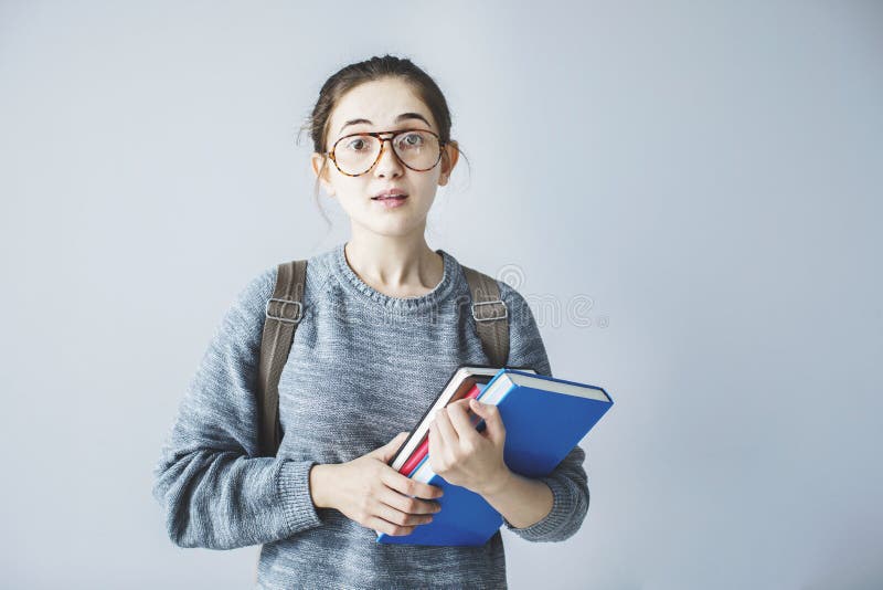 Portrait of Young Confused Female Student Stock Photo - Image of ...