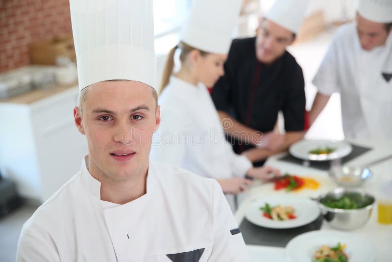 Portrait of a Young Cook in Catering School Stock Image - Image of ...