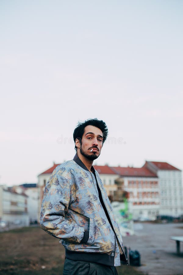 Portrait of Young Cool Arab Man Smoking Stock Image - Image of casual ...