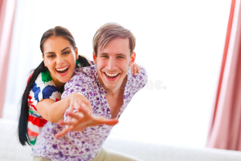 Portrait of Young Couple Having Fun Stock Image - Image of happy, glad ...