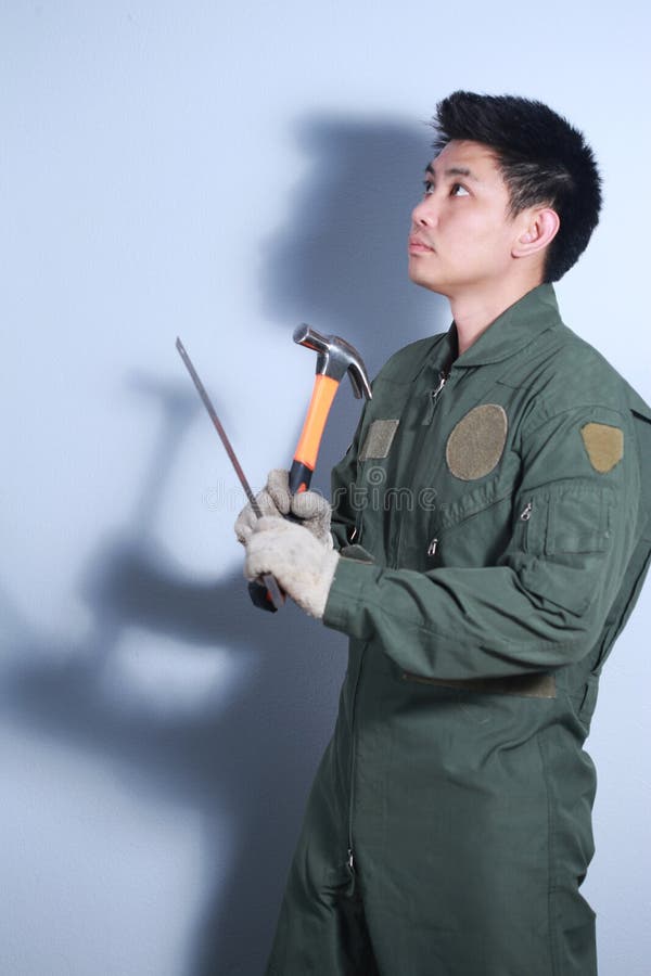 Portrait of Young Craftsman is Working on White Stock Photo - Image of ...