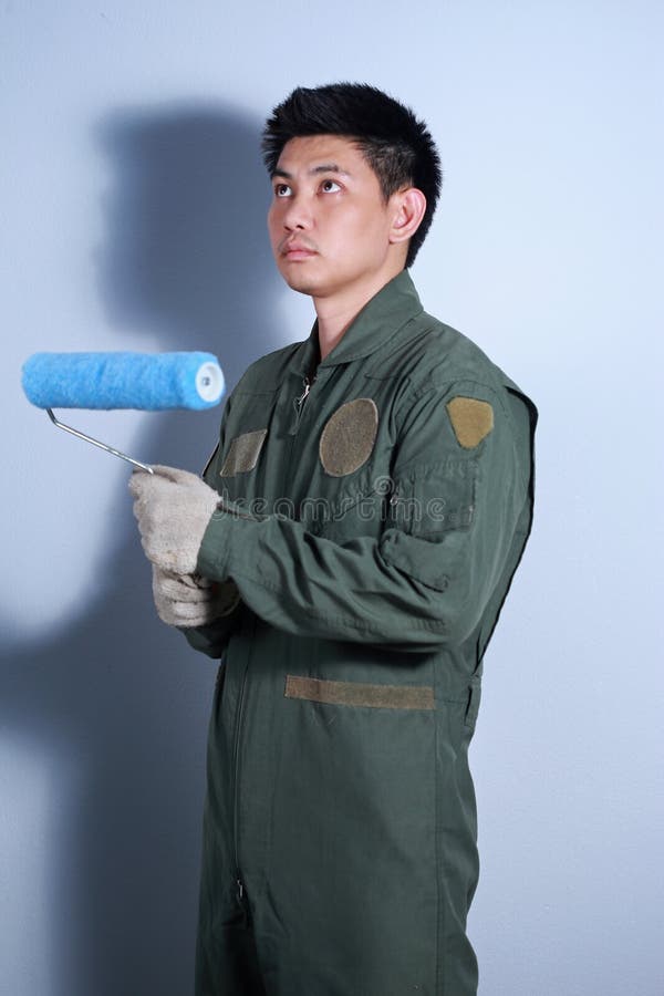 Portrait of Young Craftsman is Working on White Stock Image - Image of ...