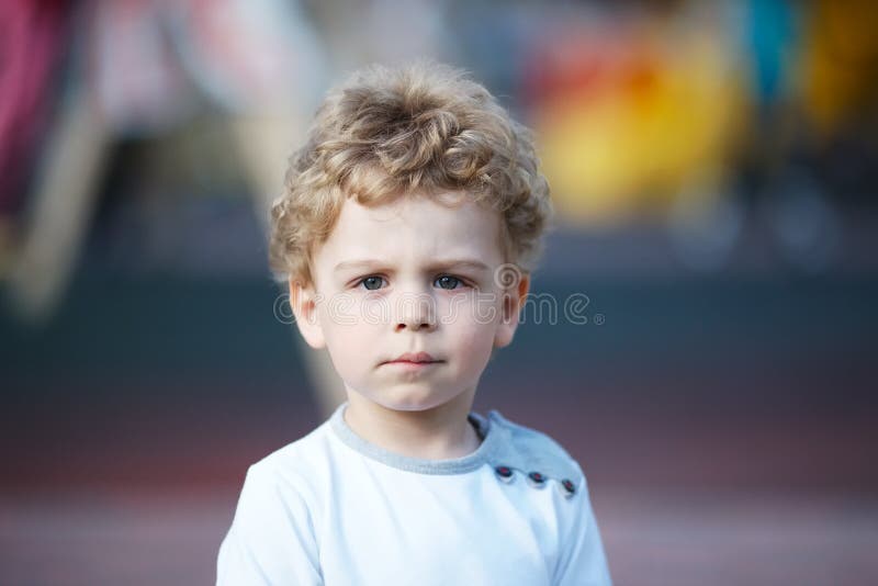 Portrait of a Young Curly-haired Boy Stock Image - Image of child ...
