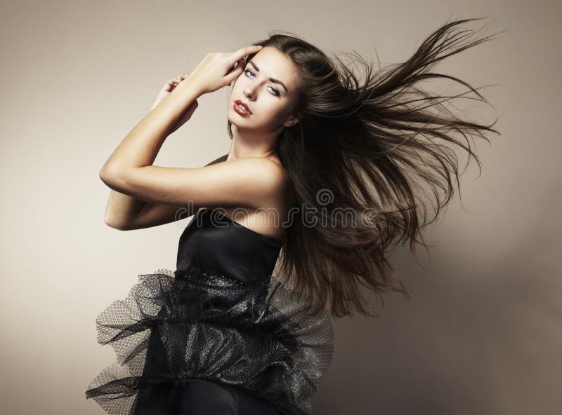Portrait of Young Dancing Woman Stock Photo - Image of dress, elegance ...