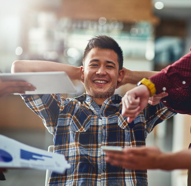 Work is Easy-peasy. Portrait of a Young Designer Looking Calm in a ...
