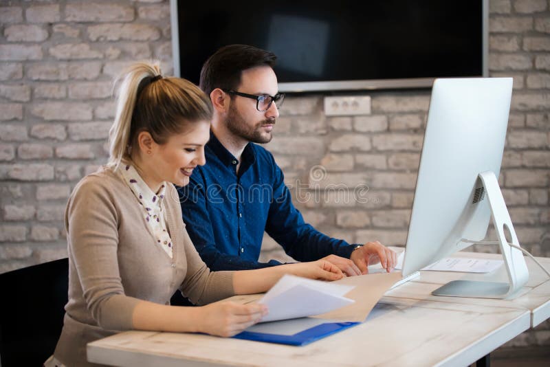 Portrait of Young Designers Working on Computer Stock Photo - Image of ...