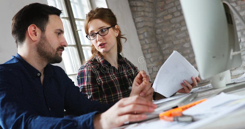 Portrait of Young Designers Working on Computer Stock Photo - Image of ...