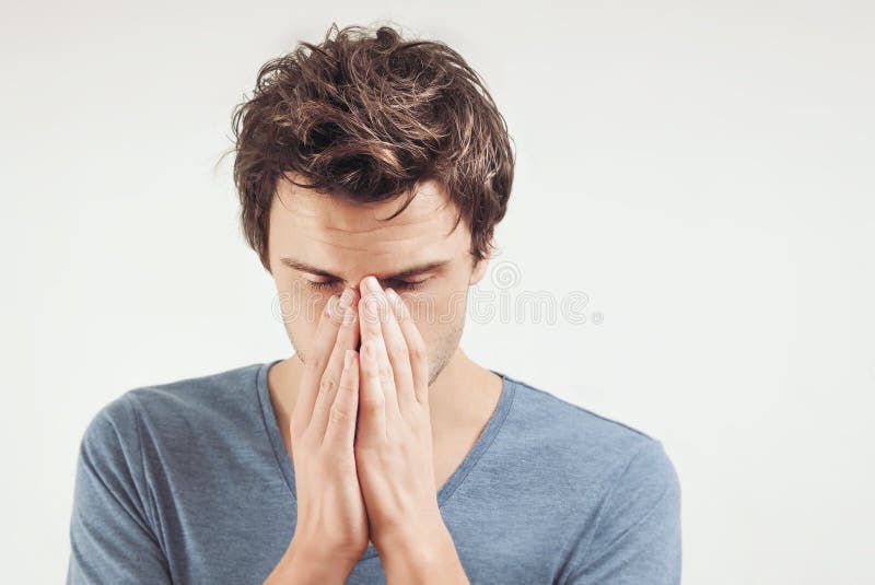 Portrait of Young Desperate Man Stock Image - Image of male, closeup ...