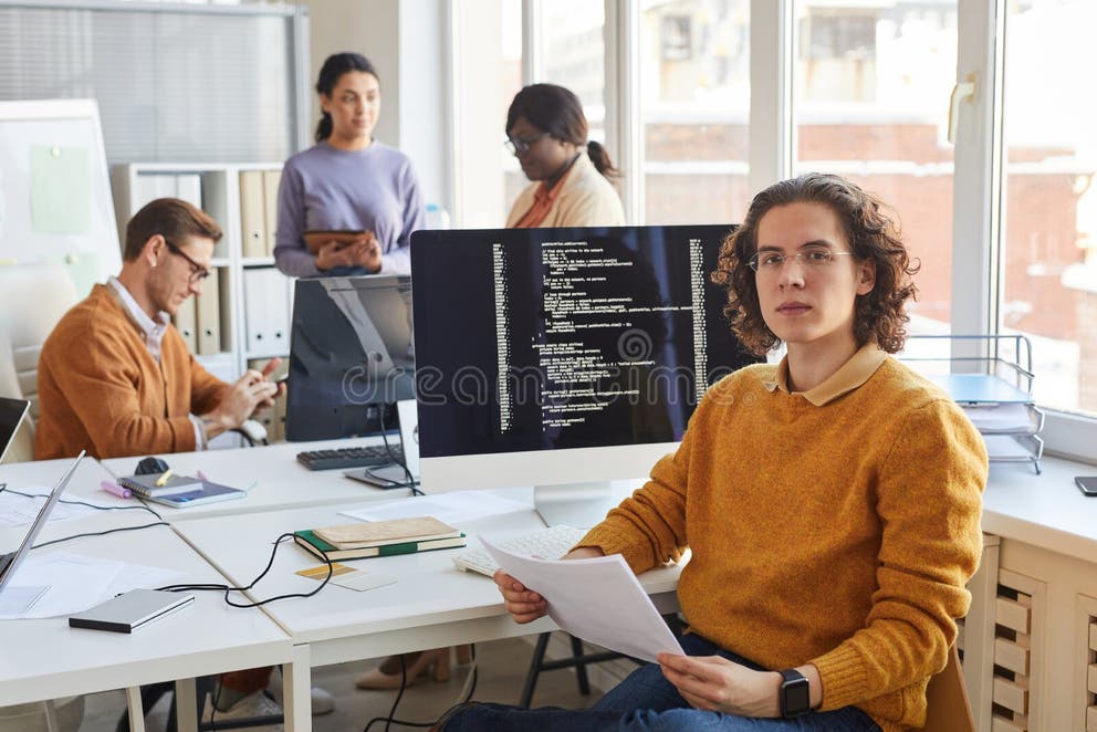 Young Software Engineer in Office Stock Photo - Image of website ...