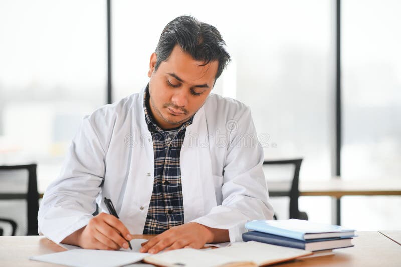 Portrait of a Young Doctor Student Studying Stock Photo - Image of ...