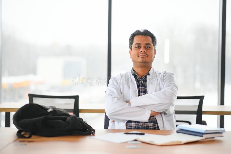 Portrait of a Young Doctor Student Studying Stock Image - Image of ...