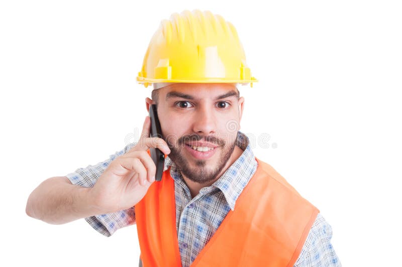 Portrait of a Young Engineer Talking on the Phone Stock Photo - Image ...