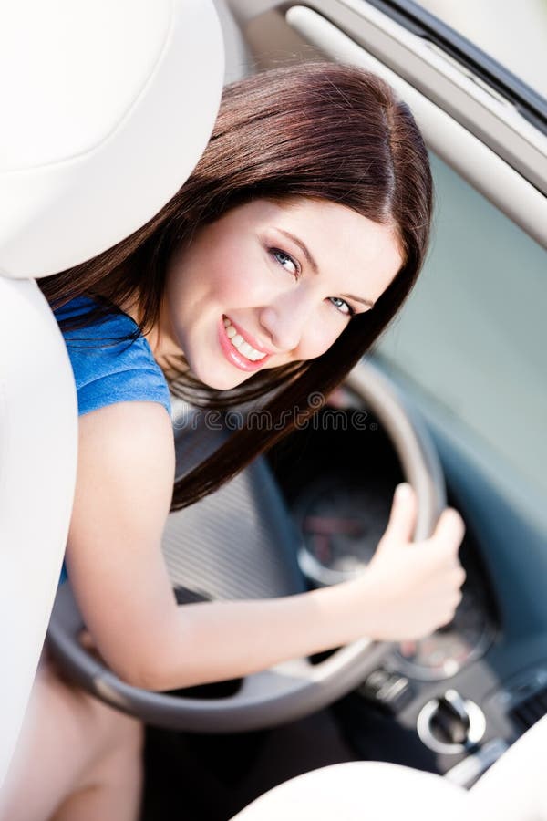 Portrait of Young Female Driver Stock Image - Image of driver, color ...