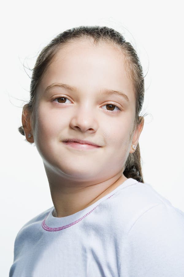 Headshot Of Smiling Tween Girl Stock Image - Image of beautiful, copy ...