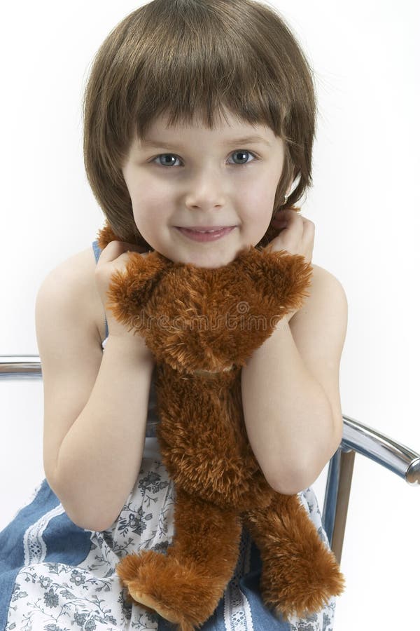 Portrait of Young Girl with a Teddy Stock Photo - Image of children ...