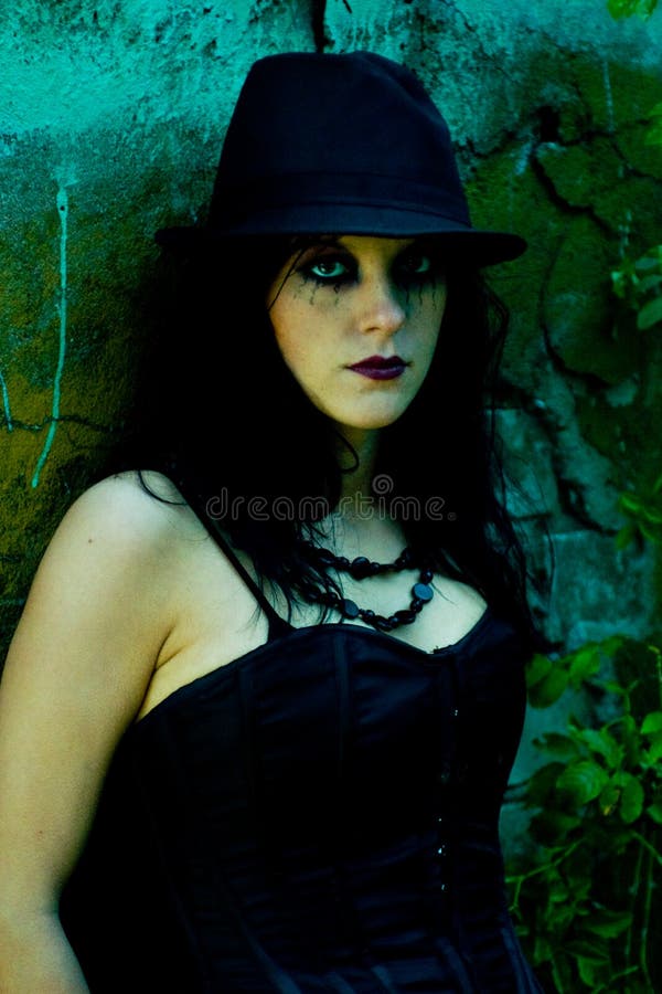 Gothic girl street fashion editorial stock image. Image of corset ...