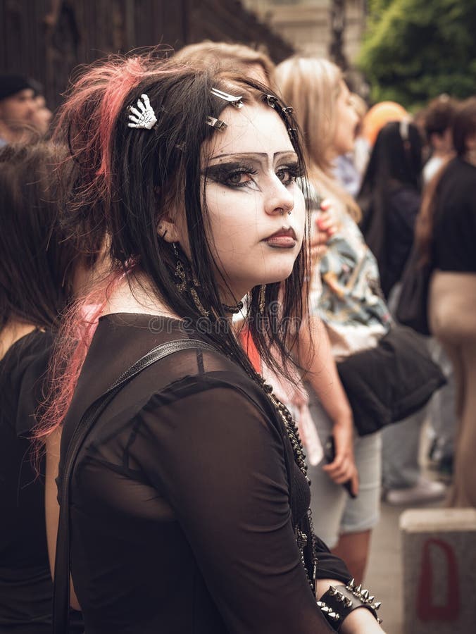 Portrait of a Young Goth Girl in Bcharest, Romania Editorial Stock ...