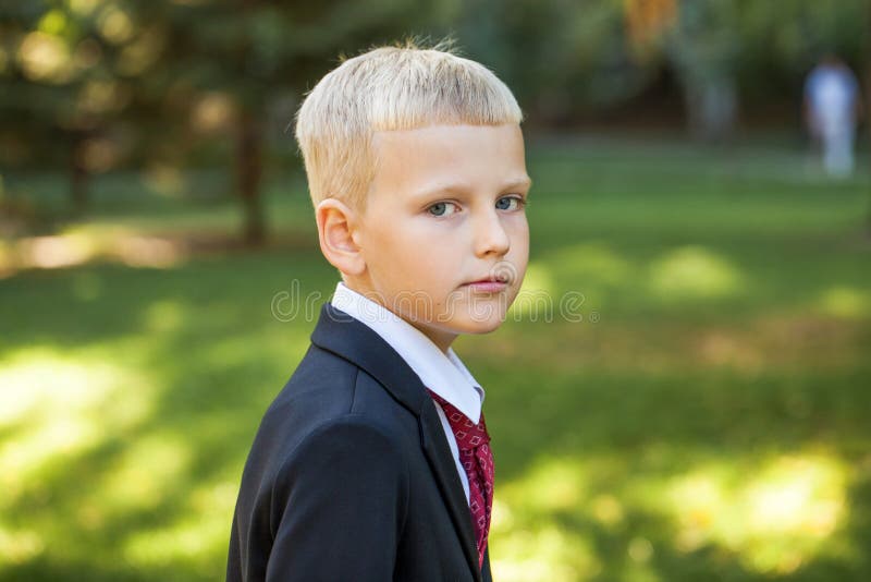 Portrait of a Young Handsome Boy in School Uniform Stock Image - Image ...