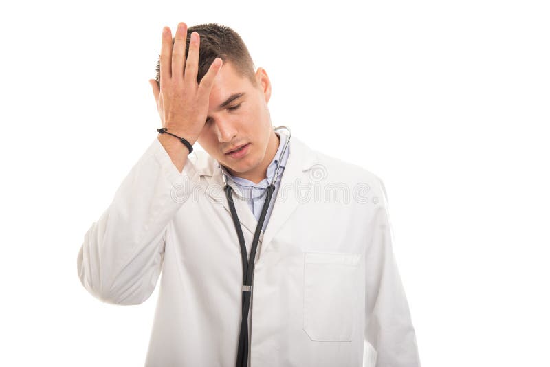 Portrait of Young Handsome Doctor Making Problem Gesture Stock Photo ...