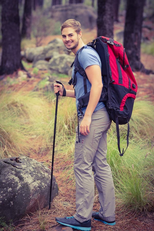 Handsome Young Hiker Portrait Stock Photo - Image of adult, active ...