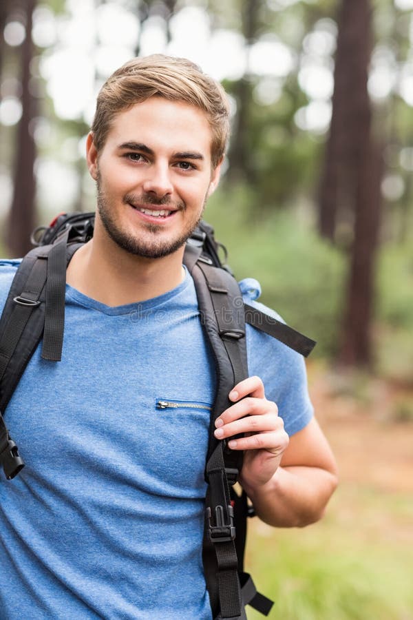 Portrait Of A Young Handsome Hiker Stock Photo - Image of green, nature ...