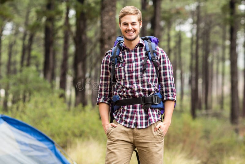 Portrait of a Young Handsome Hiker Stock Photo - Image of environment ...