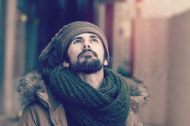Portrait of Young Hipster Man Instagram Filter Applied Stock Photo ...