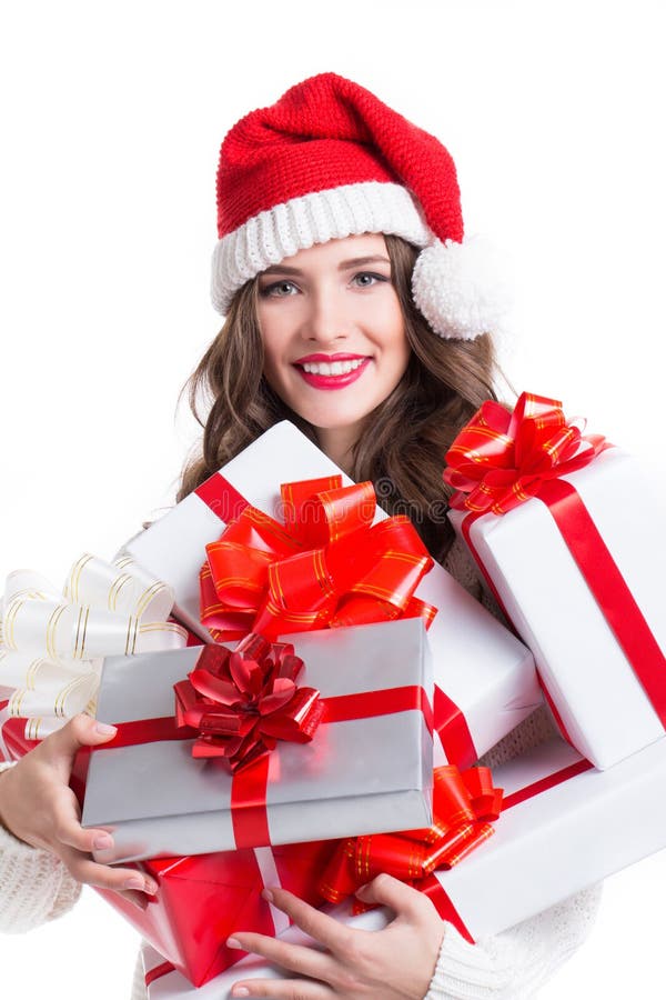 Portrait of a Young Happy Girl with Gift Boxes. Stock Photo - Image of ...