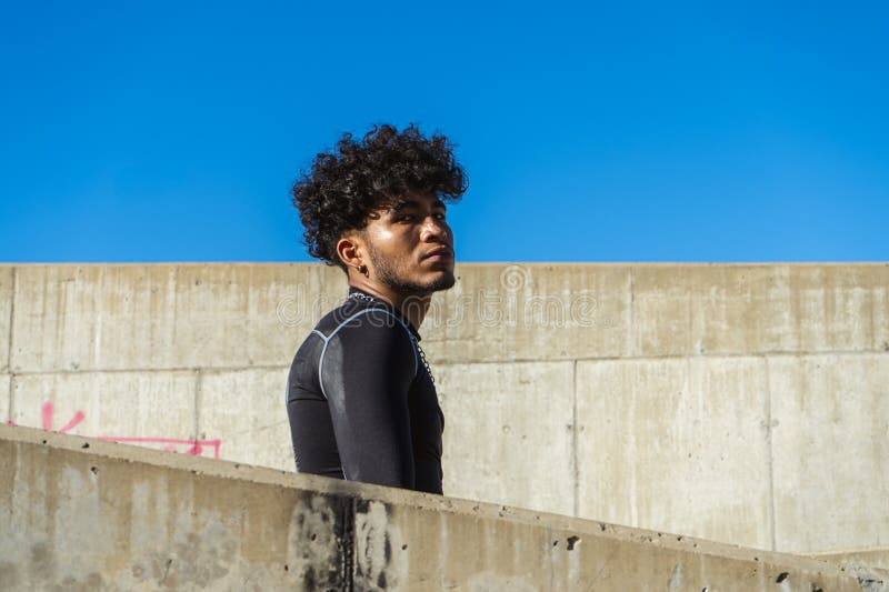 Portrait of a Young Hispanic African Man with a Stern and Combative ...