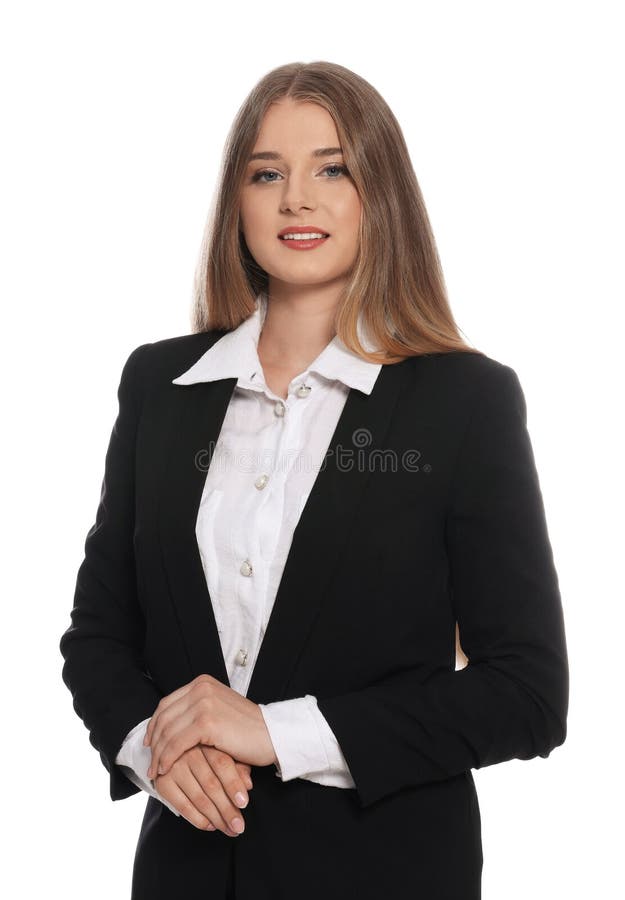 Young Air Hostess Using Laptop on Camera Stock Image - Image of media ...