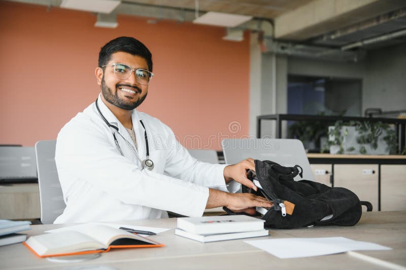 Portrait of a Young Indian Doctor Student Studying Stock Photo - Image ...