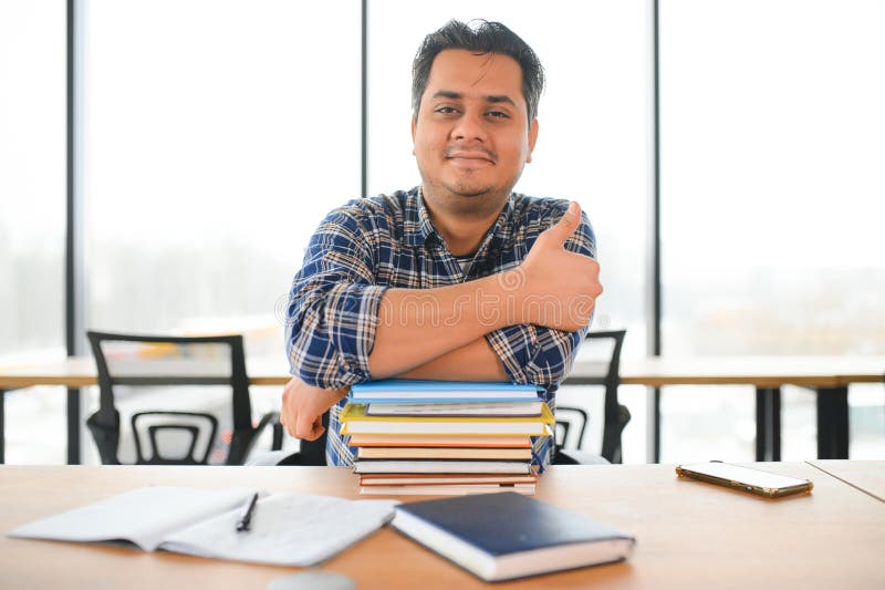 Portrait of a Young Indian Male Student Stock Image - Image of internet ...