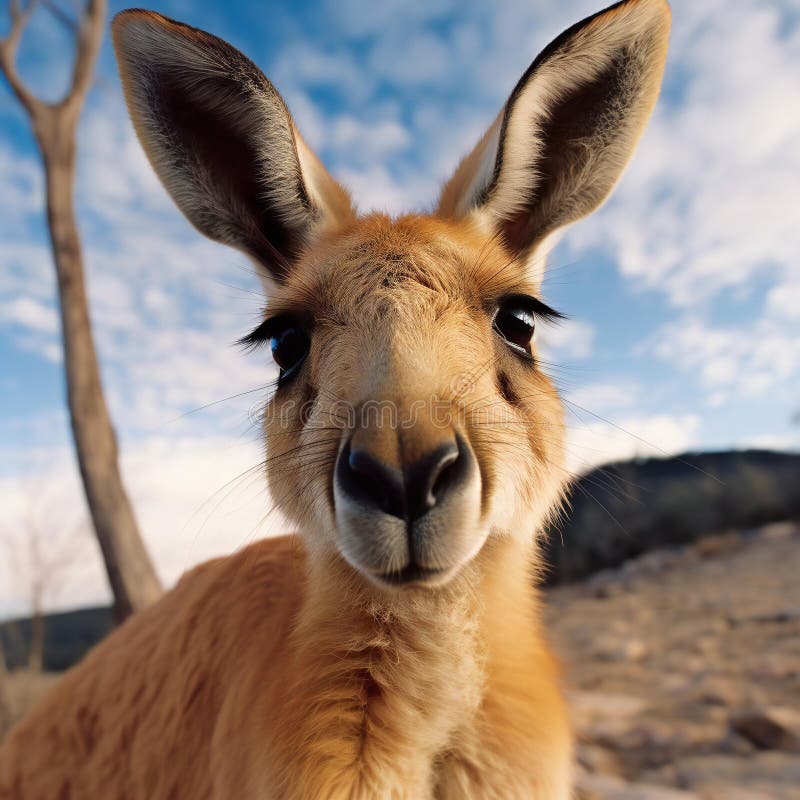 Portrait of a Young Kangaroo Looking at the Camera Stock Illustration ...