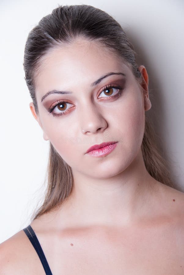 Portrait of Young Lady with Nice Skin and Make Up Stock Photo - Image ...